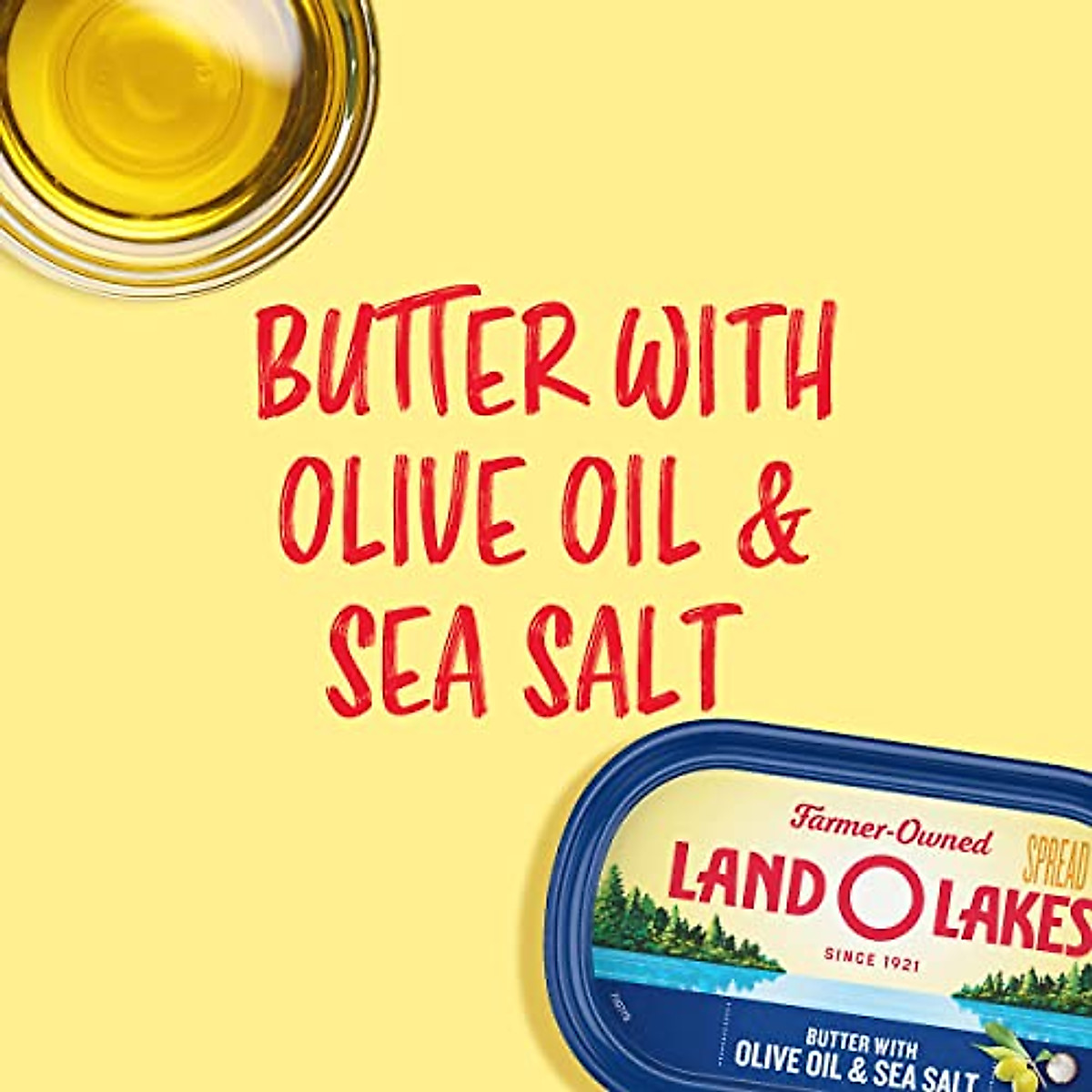 Land O Lakes Butter with Olive Oil & Sea Salt, Spreadable, 13 oz tub