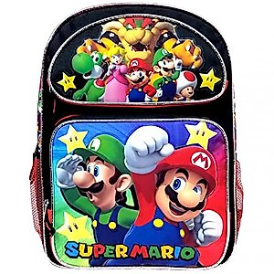 Super Mario Bros 16 Inches Large School Backpack