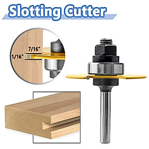 Mesee Biscuit Router Bit 1/4 Inch Shank Biscuit Joint Slot Cutter Woodworking Slotting Router Bit Wood Jointing Milling Tool - 1/16 Inch Cutting Height