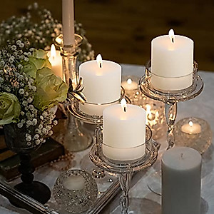 3" x 3" Pillar Candles Set of 3 Ivory Unscented Handpoured Weddings, Home Decoration, Restaurants, Spa, Church Smokeless Cotton Wick - Ivory 90 Hour