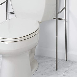 Zenna Home Over the Toilet Storage, Metal Bathroom Spacesaver with 3 Shelves, Cross-Style Storage Cabinet, Easy Assembly, Satin Nickel , 23.25 x 64.7"