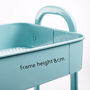 AGTEK Makeup Cart, Movable Rolling Organizer Cart, Aqua Blue 3 Tier Metal Utility Cart