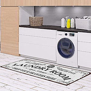 Kuilepa Farmhouse Laundry Room Area Rugs 20"X59" Non Slip Waterproof Laundry Floor Mat Durable Entrance Rug Area Rug for Kitchen Floor Laundry Room Bathroom Hallway Entryway Area Rugs (20"X59")