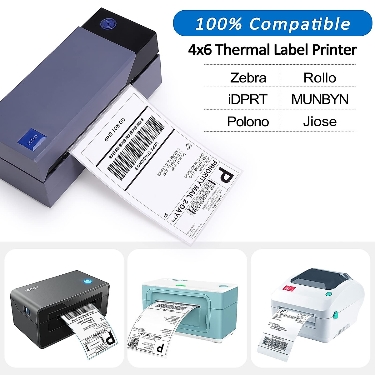 4"x 6" Direct Thermal Large Shipping Labels (500 Fanfold) Work with Rollo, MUNBYN, iDRPT, Polono, Zebra Desktop Thermal Printer, Commercial Grade Permanent Adhesive Mailing Postage Paper Label