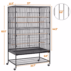 Yaheetech 60.5inch Extra Large Bird Cage Metal Parrot Cage Flight Cage for Cockatiels African Grey Quaker Green Cheek Sun Conure Medium Birds Parrots