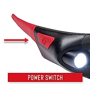 Coast SPG400 Rechargeable Lighted LED Safety Glasses with Built-In Inspection Beam, Scratch Resistant Interchangeable Lenses Black/Red