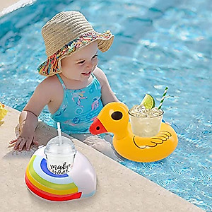 Pool Floaties for Girl Dolls, Fun Swimming Pool Party Ring Inflatable Drink Holder for11.5 inch Dolls Pool Toys