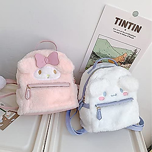 SHOCKTU My Melody Backpack, Cinnamoroll Bag Cute Cartoon School Bag Plush Shoulder Bag Handbag (WHITE)