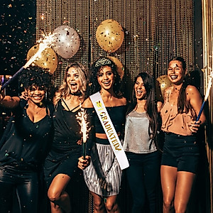 CAVETEE Gold Graduate Crown and Sash Congratulations Graduate 2024 Grad Party Decorations 2024 Graduate Crowns for Women Grad Tiara and I Graduated Sash for Women Grad Cap Decorations Grad Cap Topper