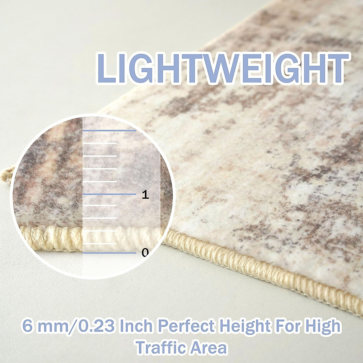 IOHOUZE Small Abstract Area Rug 2x3 Ft Entryway Rug Washable Door Mat Indoor Entrance, Non Slip Throw Rug, Printed Faux Wool Front Door Rug for Foyer Kitchen, Beige Brown