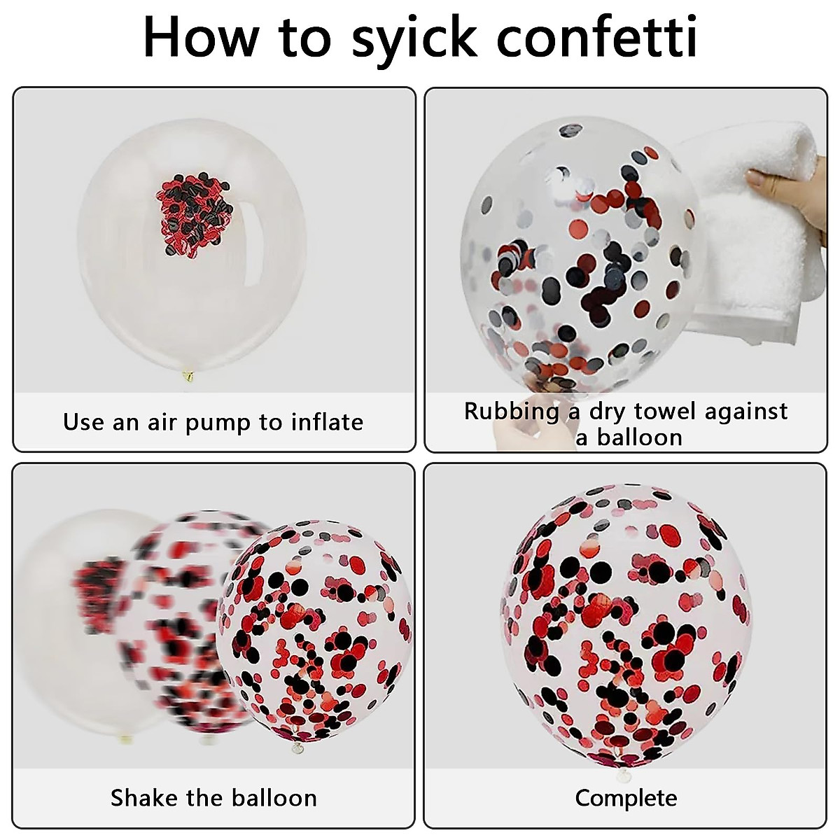 YOYOWY 133 pcs Red Black and White Latex Balloons, Black Red Confetti Balloons Garland Arch Kit for Birthday Baby Shower Party Wedding New Year Decorations