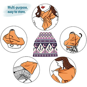 Nursing Cover Breastfeeding Scarf Purple Tribal Striped Aztec Geometric Print Baby Car Seat Covers Soft Breathable Infant Carseat Canopy Stroller Cover for Boys Girls