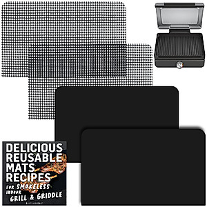 Reusable Mats for Ninja Sizzle Indoor Grill & Griddle GR101, Accessories for Indoor Electric Griddle with Lid for Cooking and Grilling, Non-Stick Electric Appliances Accessory Set by INFRAOVENS