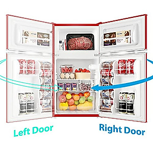 BANGSON Mini Fridge with Freezer, 3.2 CU.FT Small Refrigerator with Freezer, Door Handle, Bottle Opener, For Bedroom, Dorm, Office, Home, Garage or RV, (Red)…