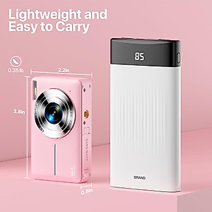 1080P Kids Digital Camera with Lanyard (No SD Card), 44MP Digital Point and Shoot Camera with 16X Zoom, Anti-Shake, Vlogging Camera for Students