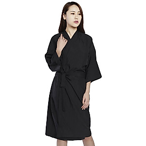 PERFEHAIR Salon Client Gowns Kimono Style, Hair Salon Smocks Capes- 43 Inch Long (Black)