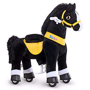 PonyCycle Pony Cycle 3-5 Authentic Ride on Toys Riding Horse Toys (with Brake/ 30" Height/Size 3) Riding Pony Rider Bouncy Animals Rocking Horse Black Walking Horse E338