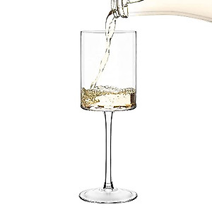 Red or White wine glasses 15oz Hand Blown Premium Crystal square wine glass set of 4 Unique Large Wine Glasses Long Stem for men or women Wedding, Anniversary, Christmas