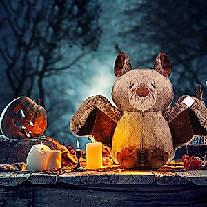 Plush Bat Bashful Stuffed Animal Bat Cute Plush Animal Halloween Furry Doll 11 Inches (Brown)