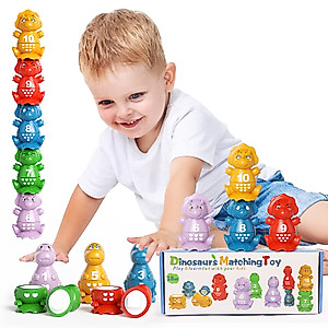 Snap-n-Learn Matching Dinosaurs, Toddler Stacking Sorting Toys, Educational Preschool Counting Dinos Learning Building Toy, Fine Motor Skills Learning Game Gifts for 18 Months 2 3 4 Year Old Boys Girl