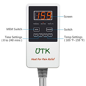 UTK 31 by 21 Inches Jade Stone Far Infrared Heating Pad for Back, Abdomen, and Leg Pain Relief with Smart Remote Controller and Carry Bag