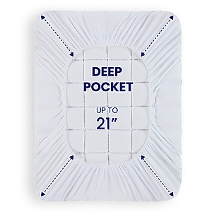 SLEEP ZONE Plaid King Size Mattress Pad Quilted Breathable Mattress Cover Overfilled Fluffy Pillow Top Down Alternative Bed Topper 8-21 inch Deep Pocket, King Blue Grid