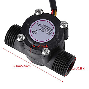 G1/2 (DN15) Water Flow Sensor 1~30L/min Hall Effect Flowmeter Quick Connect for Water Heater Inlet(6.1×3.4cm/2.4×1.3in)
