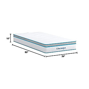 Linenspa 10” Memory Foam and Innerspring Hybrid Mattress + 14” Black Metal Platform Bed – Twin XL Mattress + Metal Folding Twin XL Bedframe