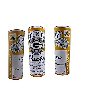 Alpha Custom Printing Green Bay Foootball Team (Look-alike) Beer Can 20oz tumbler with straw