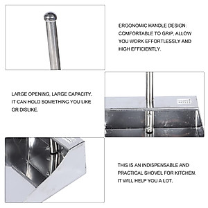 Operitacx Long Handled Dustpans Stainless Steel Broom Dustpan Set Garbage Shovel Trash Pans with Long Handle Heavy Duty Dustpan for Home Kitchen Office Use (Silver) Garbage Shovel