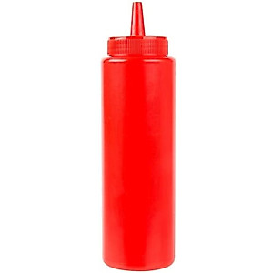 TrueCraftware-Set of 12 Squeeze Condiment Dispensing Bottles 12 oz Red- Plastic Squeeze Bottle For Sauces Spreads Ketchup Mustard Mayo Hot sauces and Olive oil