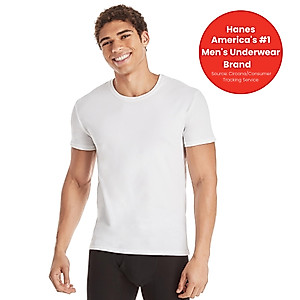 Hanes Ultimate Ultimate Comfort Fit Undershirt, Men’s Crewneck Stretch-Cotton T-Shirt, 4-Pack, White-4 Pack, X-Large