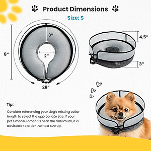 Inflatable Dog Cone Collar w/Pump - Small Dog Donut Collar After Surgery - Washable Dog Cone Collar w/Removable Soft Cone for Dogs After Surgery- Dog Cone Alternative After Surgery w/Soft Cover