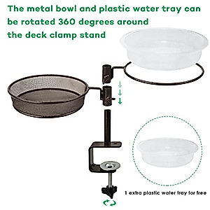 Deck Bird Feeders Deck Mount Bird Bath Spa for Dual Use Deck Flower Stand Flower Pot Great for Attracting Birds Detachable and Adjustable Heavy Duty Sturdy Steel,Bronze