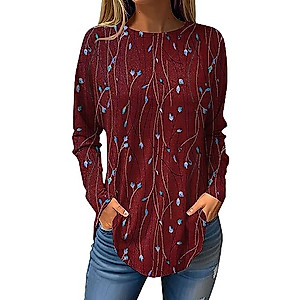Winter Shirts for Women Long Sleeve Womens Tops Dressy Casual Plus Size Winter Tops Work Tops for Women Ladies Tops Womens Tops Color Sweatshirt for Women（2-Wine,XX-Large）