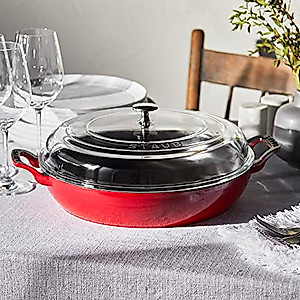 STAUB Braiser with Glass Lid, 3.5-Qt, Cherry