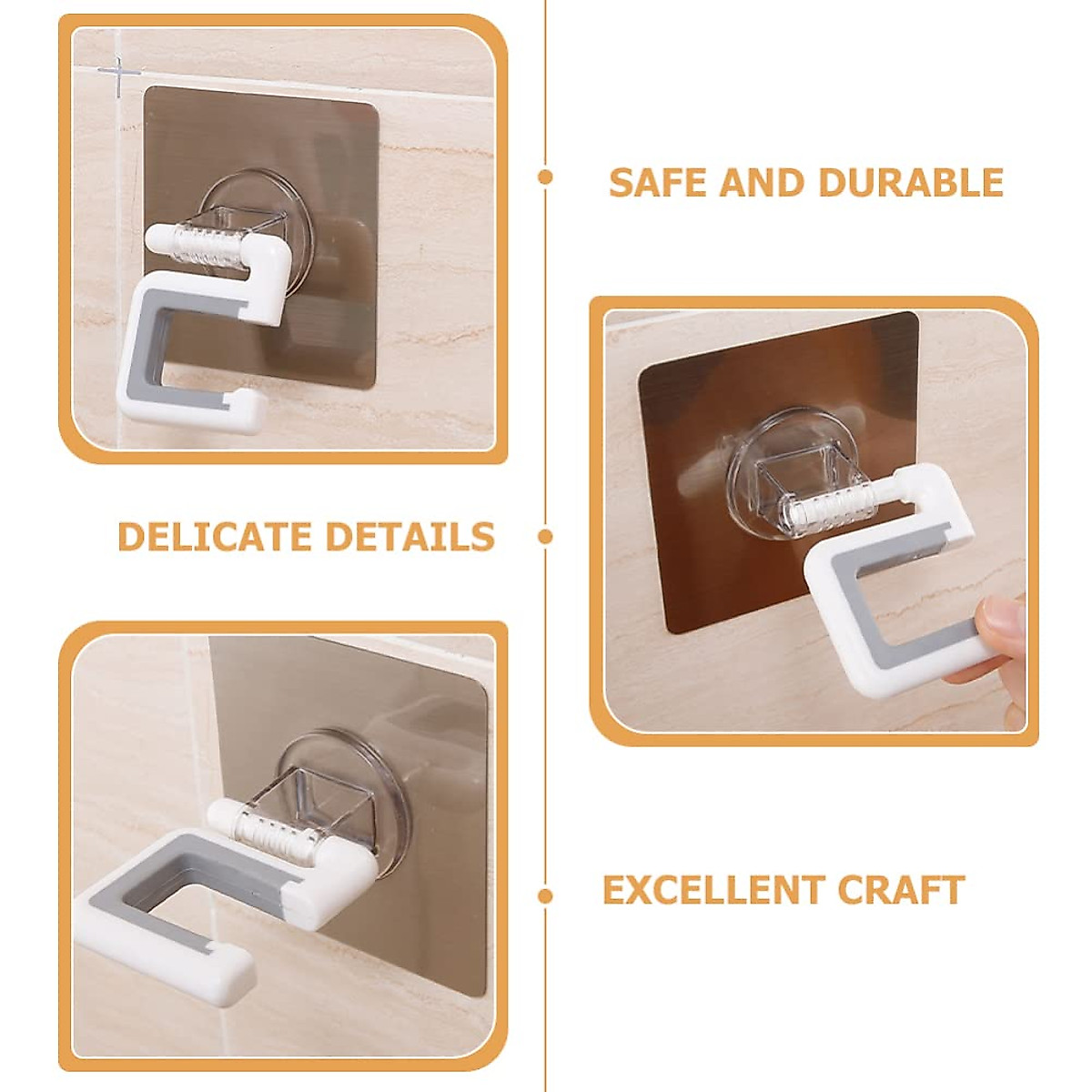 Zerodeko 2pcs Mop Holder House Organization Must Haves Mop Broom Holder Wall Mounted Wall Rack Hooks Broom Organizer Wall Mount Suction Cup Hook Mop Hook Plastic Self-Adhesive