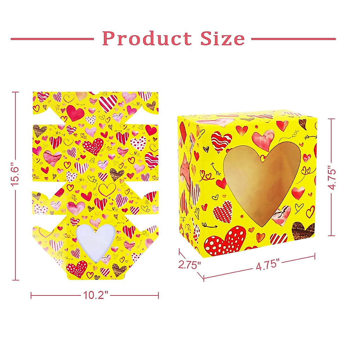 24 Valentines Day Boxes, Heart-shaped Transparent Window Gift Box, Premium Valentines Day Treat Boxes for Kids & Perfect for Holiday Pastries Doughnut and Cookie Boxes, Brownies, Cupcake, Gift Giving