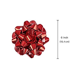 MAYPLUSS 6" Gift Bow Assortment, 3 Bows, Red, Perfect for Birthday, Christmas, Holiday, Party Favors Decorations