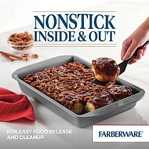 Farberware Nonstick Bakeware Baking Pan With Lid / Nonstick Cake Pan With Lid, Rectangle - 9 Inch x 13 Inch, Gray