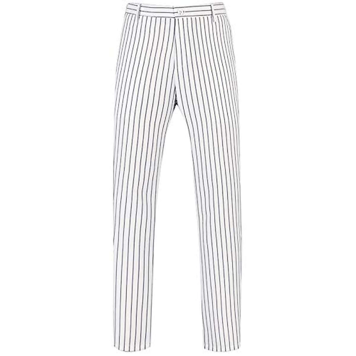 Mens 3 Piece Pinstripe Suit Slim Fit Casual Dress Suits Blazer + Vest + Pants US Size 38 (Asian Size 3XL) White