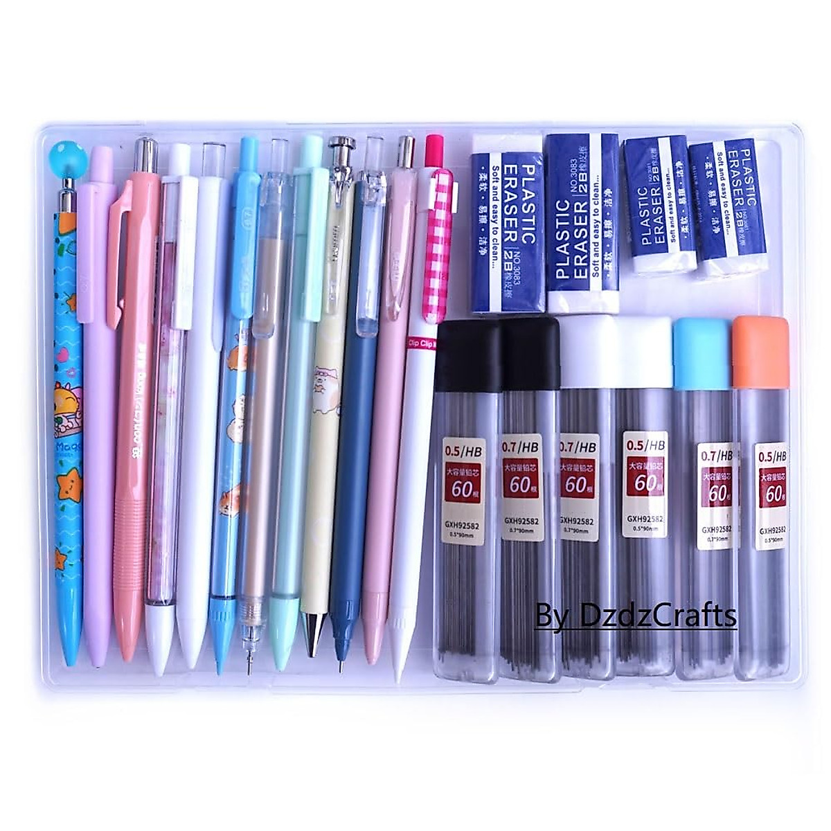 DzdzCrafts Kawaii Color 0.5MM 0.7mm Mixed 16pcs Mechanical Pencils Office School Supplies (Some with Top Erasers)