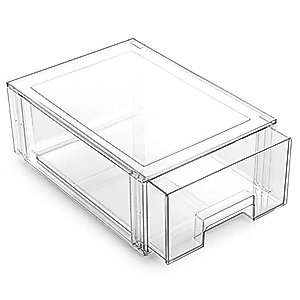 BINO | Stackable Storage Drawer | THE CRATE COLLECTION | Clear Storage Bins with Drawers for Pantry Shelf Organization and Storage | Fridge Organizer | Stackable Storage Bins for Organization | Large