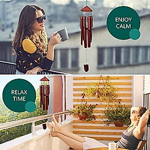 Bamboo Wind Chimes, 41" Outdoor Wood Wooden Wind Chimes with Melody Deep Tone, Classic Zen Garden Décor for Patio and Home, Dark Brown Finish and Natural Sound Ideal for Enhancing Any Outdoor Space