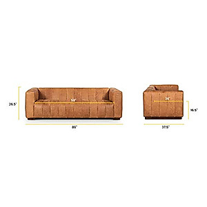 POLY & BARK Canale 86" Sofa in Full-Grain Pure-Aniline Italian Leather, Cognac Tan
