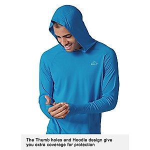 Willit Men's Sun Shirts UPF 50+ Protection Hoodie Rash Guard Shirt SPF UV Shirt Long Sleeve Fishing Outdoor Lightweight Brilliant Blue M
