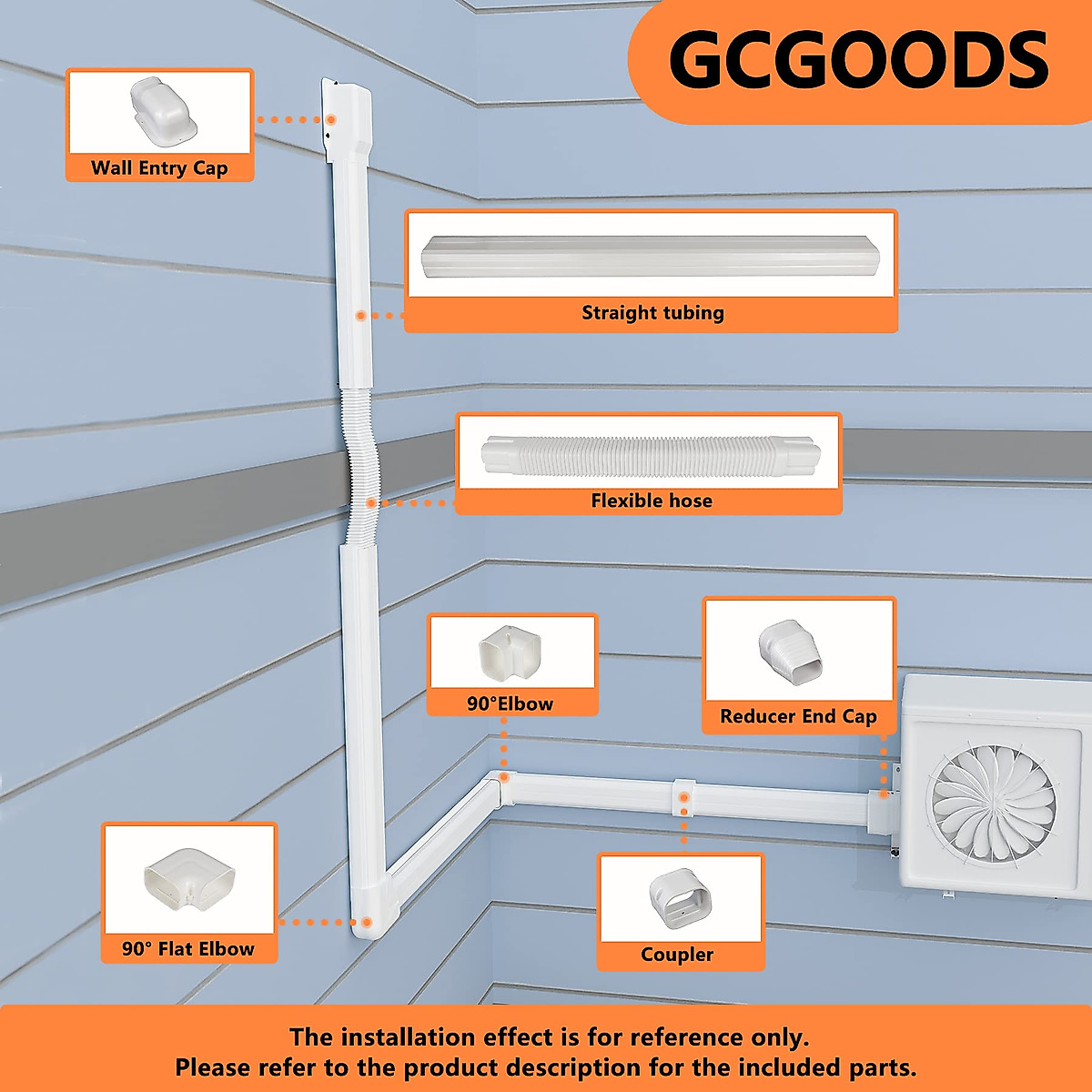 GCGOODS 4in 9ft Decorative PVC Line Set Cover Kit for Ductless Mini Split Air Conditioners, Central AC and Heat Pumps