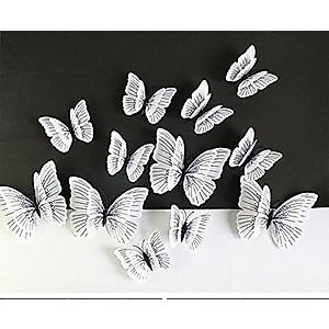 3D Stereo Simulation Flash Butterfly Wall Decoration Living Room Bedroom self-Adhesion Wall Paste Waterproof Creative Refrigerator Sticker (Black)