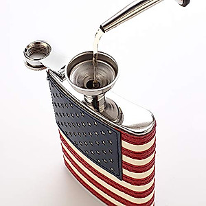 JXS 8oz 18/8#304 Stainless Steel Hip Flask, American Flag Flask Leakproof with Funnel, Army Flask