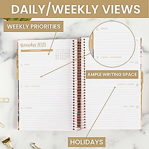 HARDCOVER bloom daily planners 2023-2024 Academic Year Day Planner (July 2023 - July 2024) - Passion/Goal Organizer - Monthly & Weekly Inspirational Agenda Book - 5.5" x 8.25" - Gold Bees